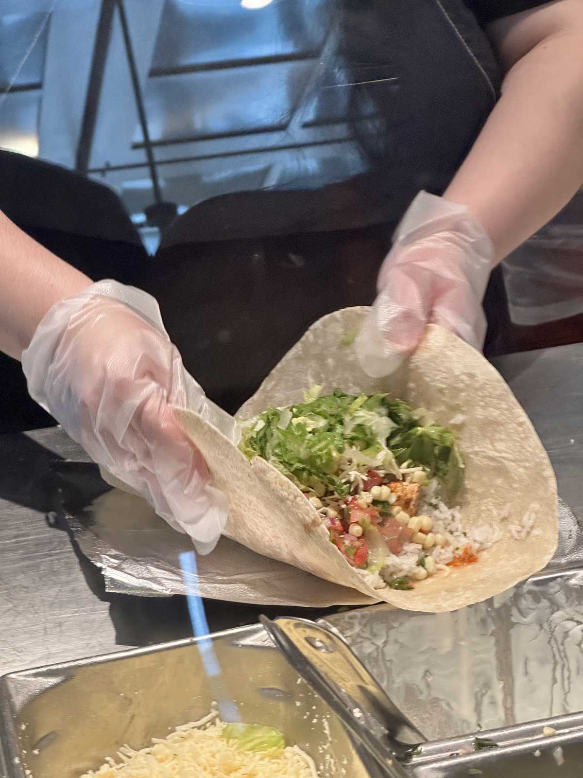 Chipotle Burrito with Red Beans Veggies Chicken and Sour Cream ...